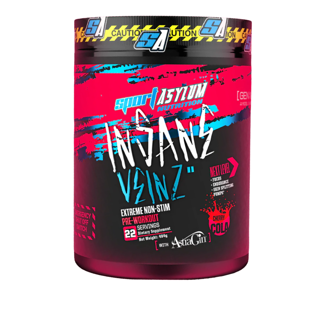 Sport Asylum Insane Veinz 484g Cherry Cola – The Box Supplements