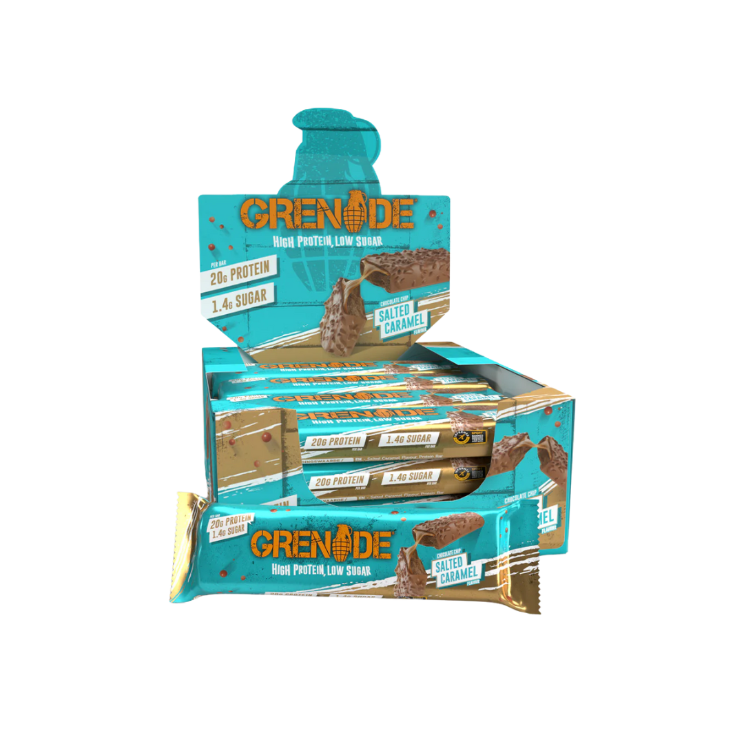 Grenade Protein Bar 12x60g - Chocolate Chip Salted Caramel – The Box ...